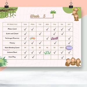 Kids Music Practice Chart | Printable Weekly Planner and Tracker - Etsy