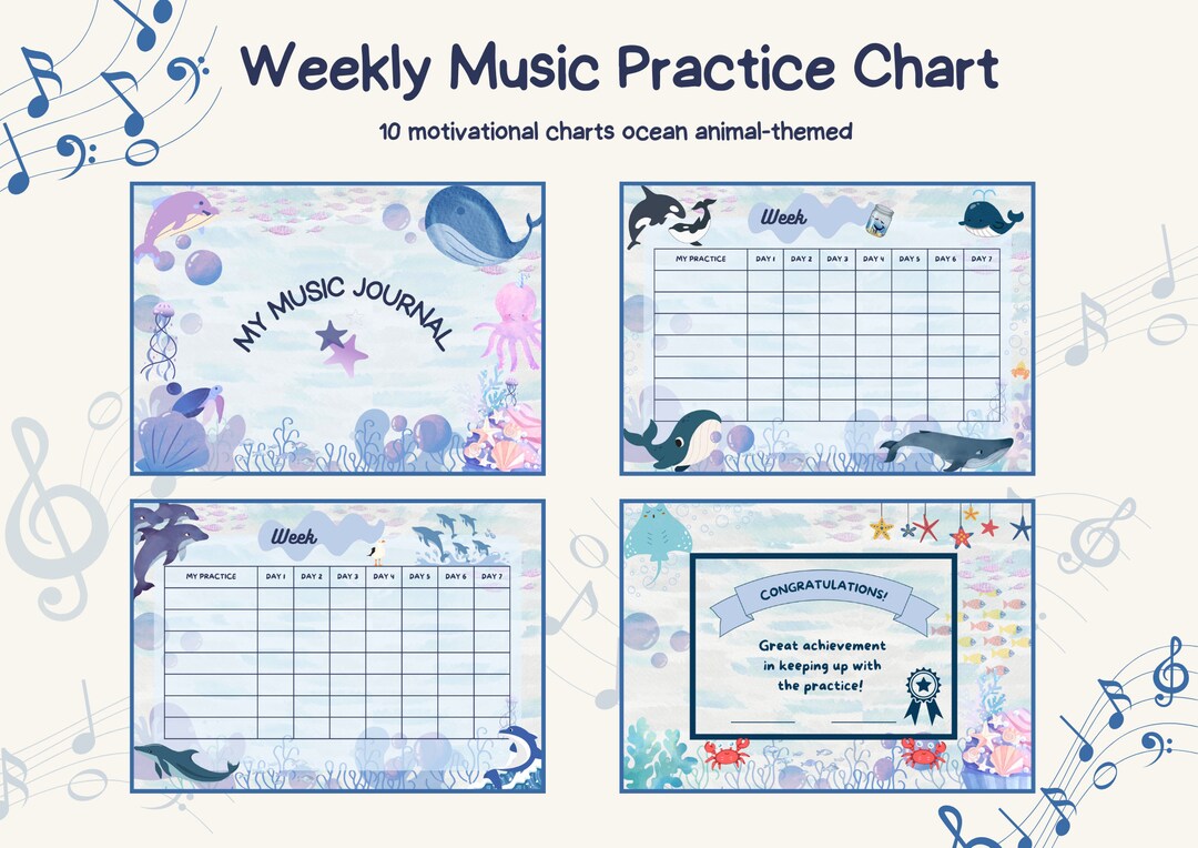 Kids Music Practice Chart | Printable Weekly Planner and Tracker - Etsy