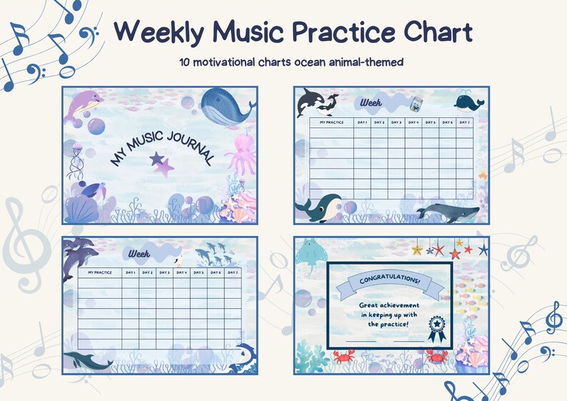 Kids Music Practice Chart Printable Weekly Planner and Tracker - Etsy