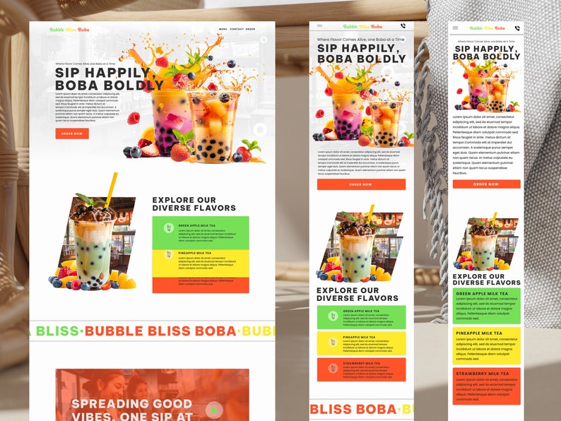 Boba Tea Website Template - Etsy