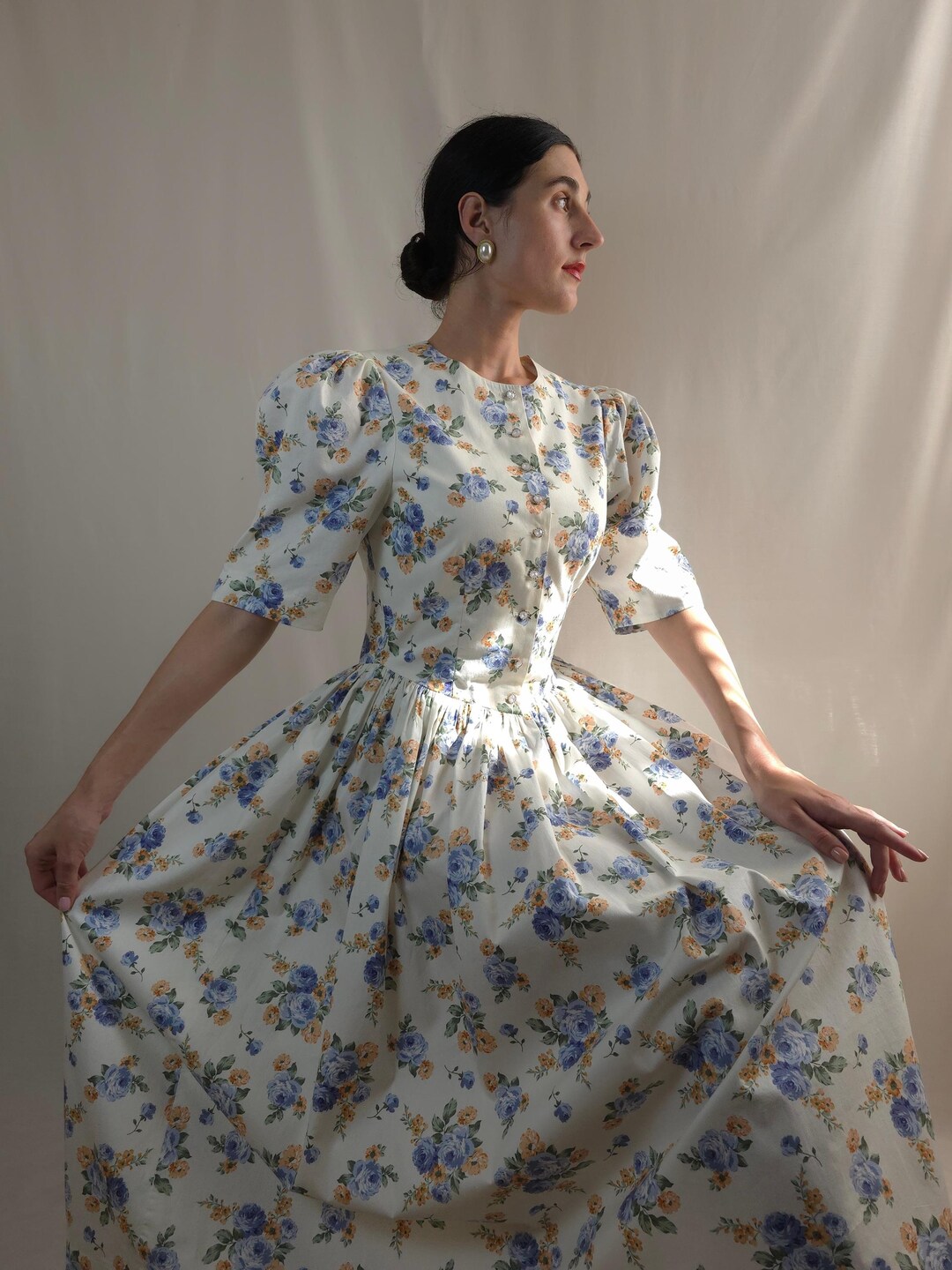 Vintage Dress Floral/victorian Dress Prairie Pastel Floral Dress Tea ...
