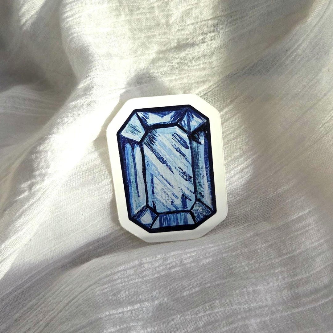 Blue Gem Sticker + Vinyl Decal - Original Design, Water Resistant ...