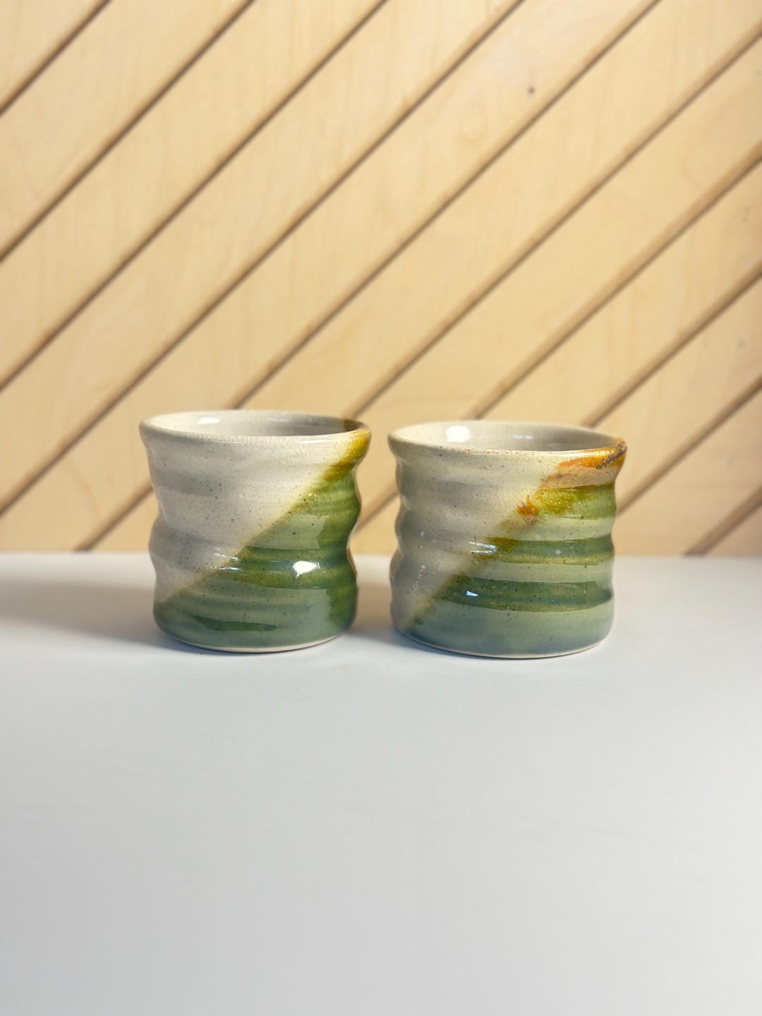 The Diagonal Dipped Green Porcelain Mug | Small Batch Ceramic Tumblers ...