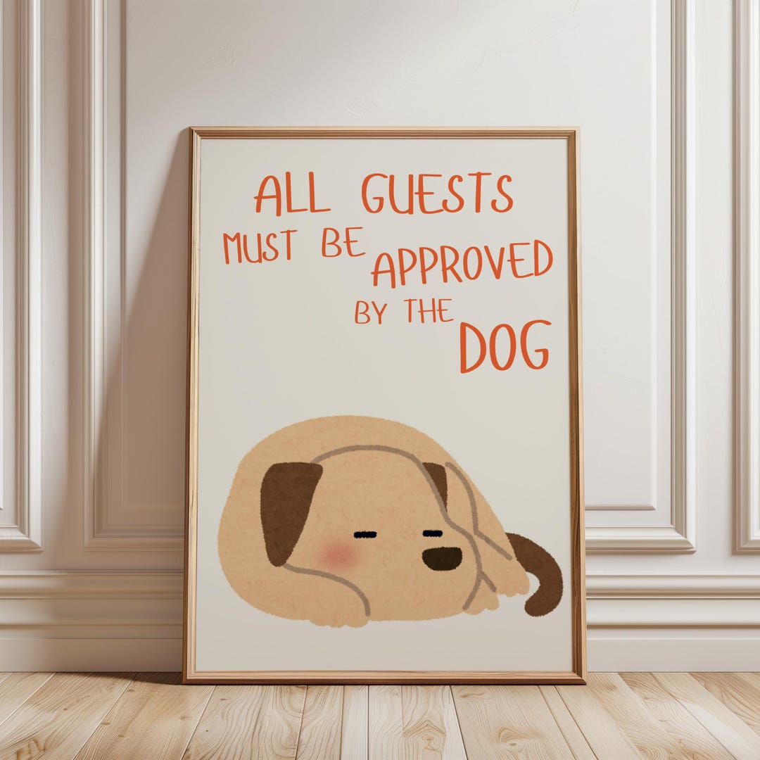 Dog Digital Wall Art Print, Funny Dog Poster, Cute Dog Illustration ...
