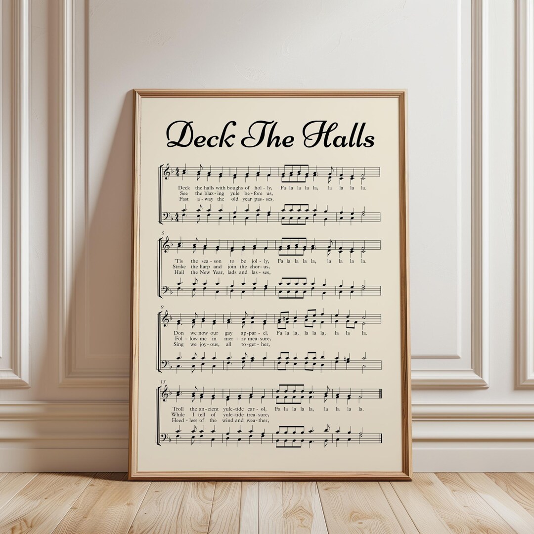 Deck the Halls Vintage Christmas Carol Downloadable Art Print ...