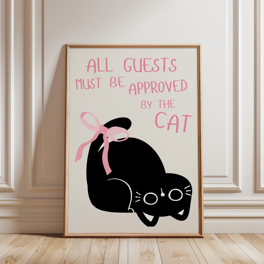 Cat Digital Wall Art Print, Funny Cat Poster, Cute Kitten Illustration ...