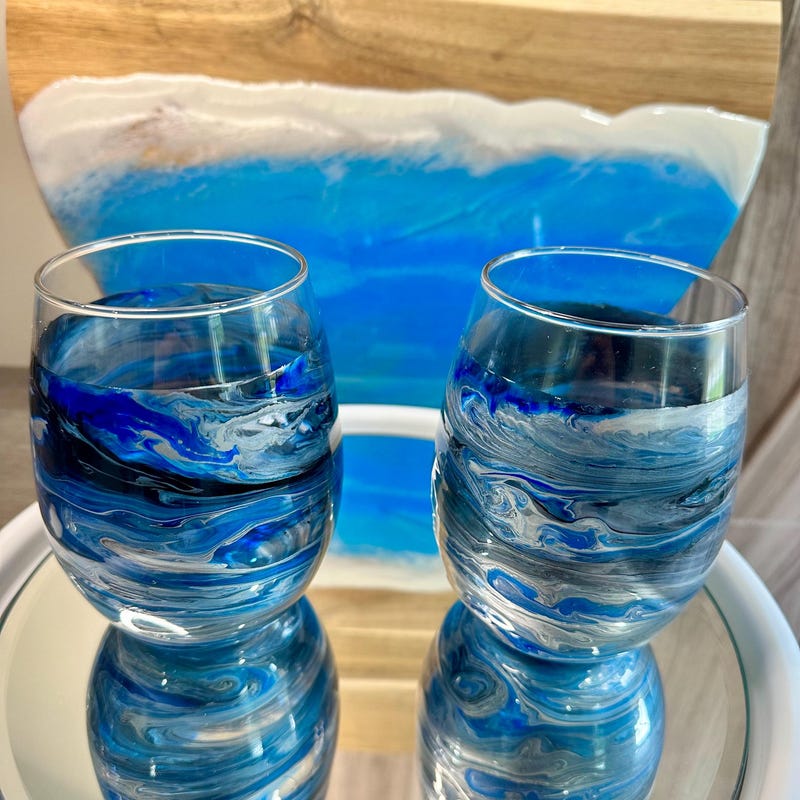 Alcohol Ink Wine Glasses - Etsy