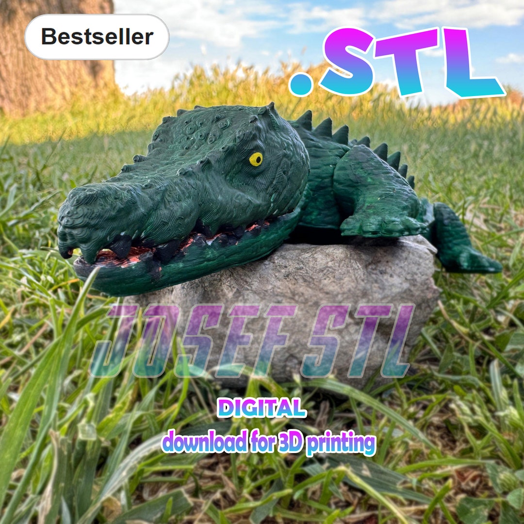 Crocodile Digital .STL File for 3D Printing, Articulated Fidget Figure ...