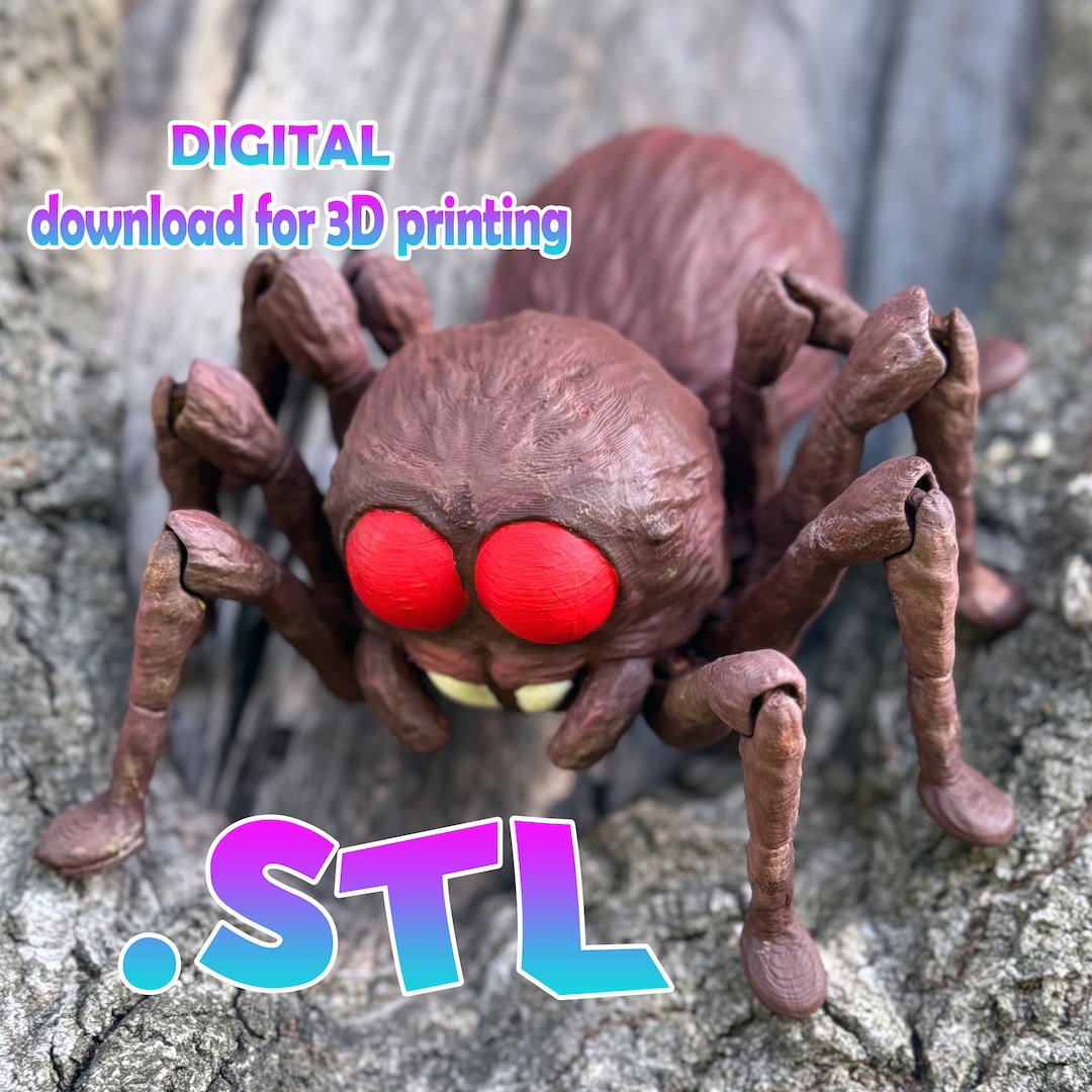 Big Spider Digital .STL File for 3D Printing, Articulated Fidget Figure ...