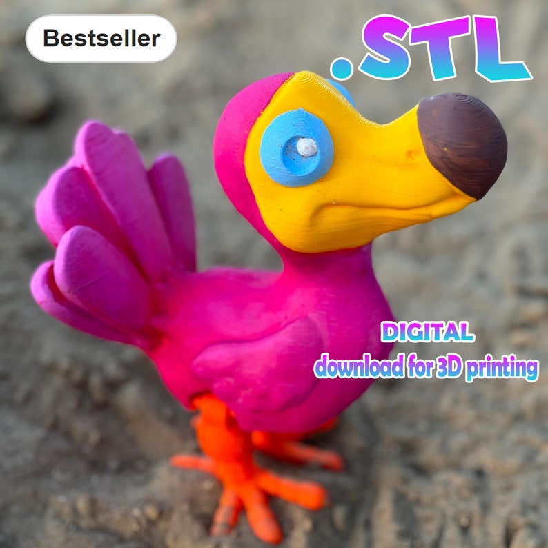 Dodo Bird Digital .STL File for 3D Printing, Articulated Fidget Figure ...