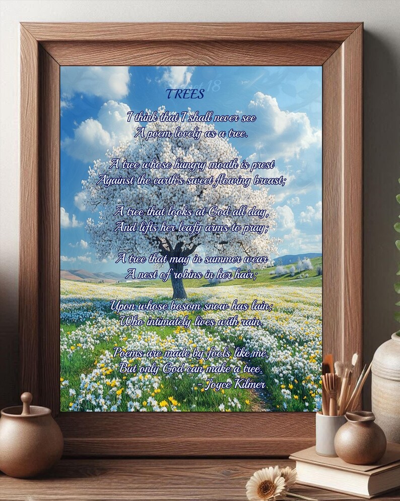 TREES by Joyce Kilmer Wall Art | Digital Download | Home Décor | Poetry ...