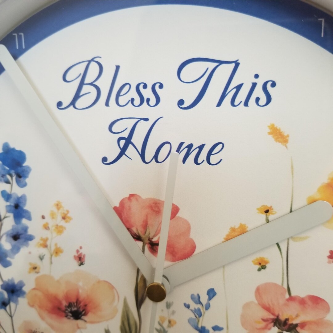 9" Bless This Home Custom Clock - Wall Clock - Flowers Galore - Wall ...