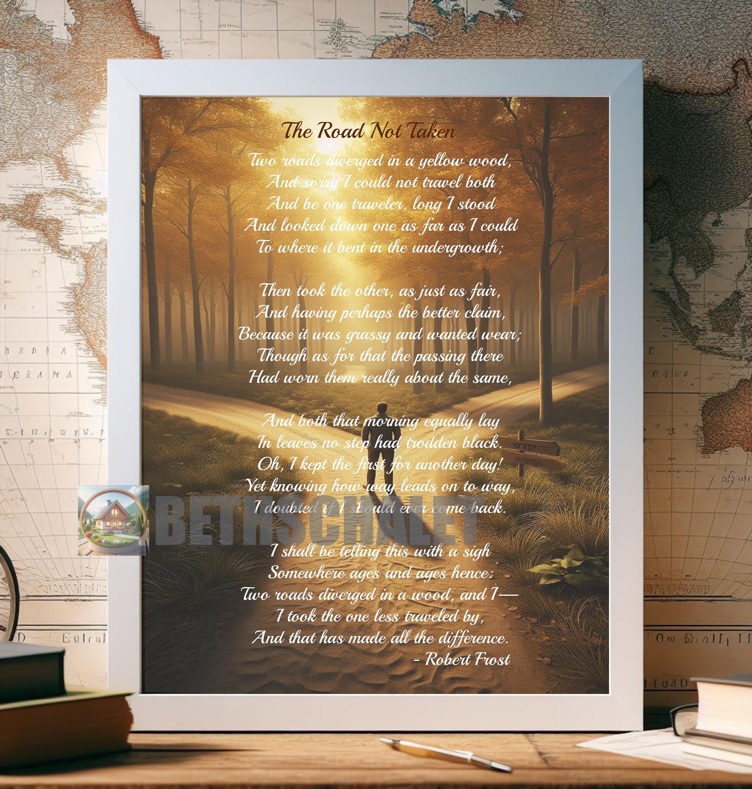 The Road Not Taken by Robert Frost Wall Art Digital Download Home Décor ...