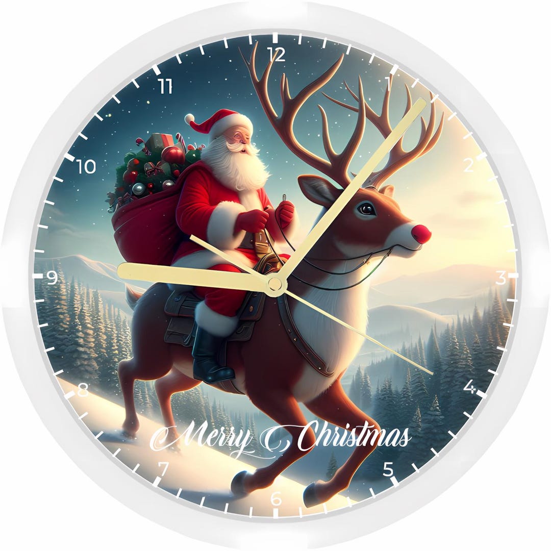 Rudolph and Santa Custom Christmas Clock santa AND Rudolph - Etsy
