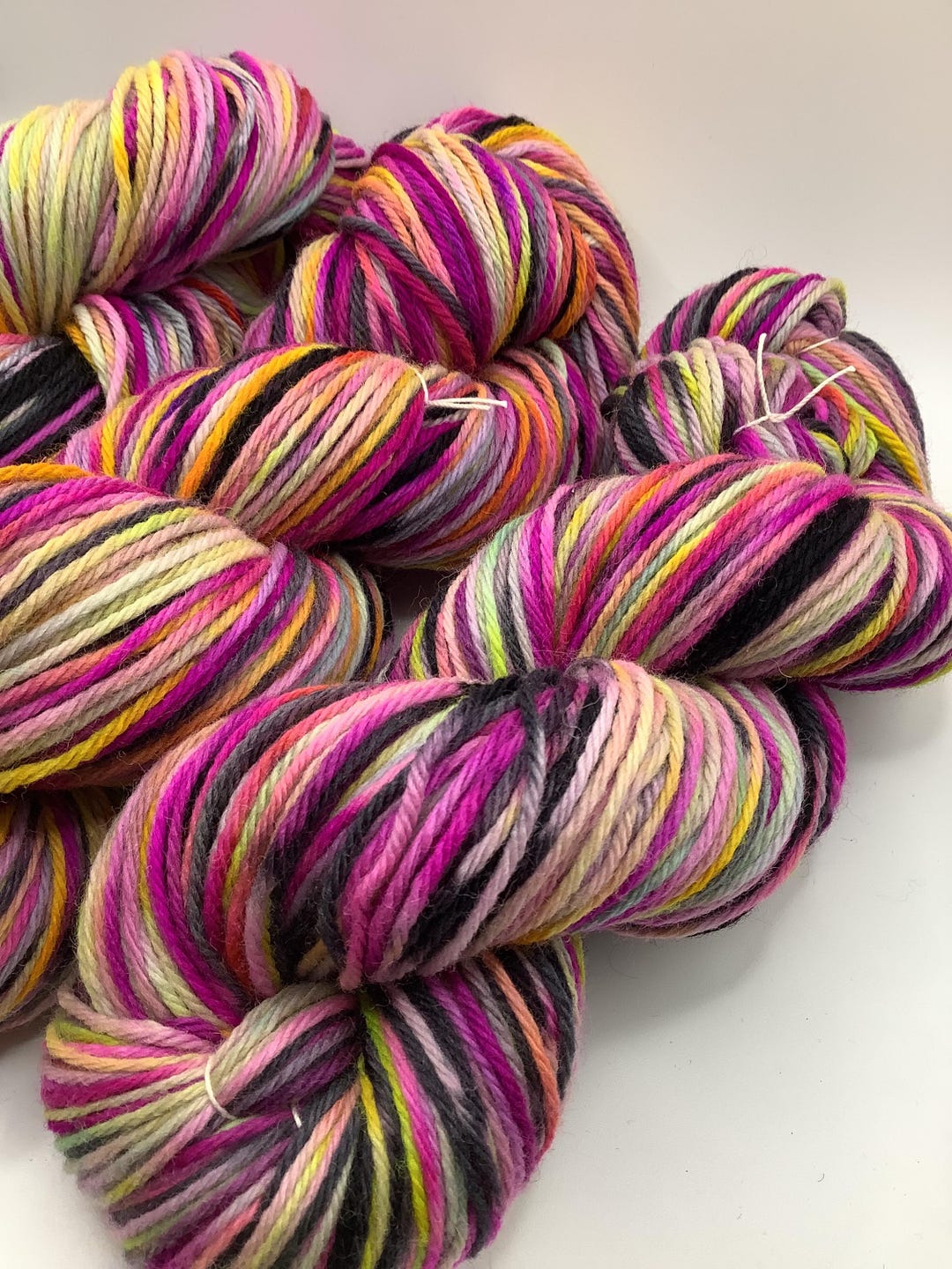 Hand Dyed Neon and Black Yarns Cascade 220 Worsted Weight 3 Skeins ...
