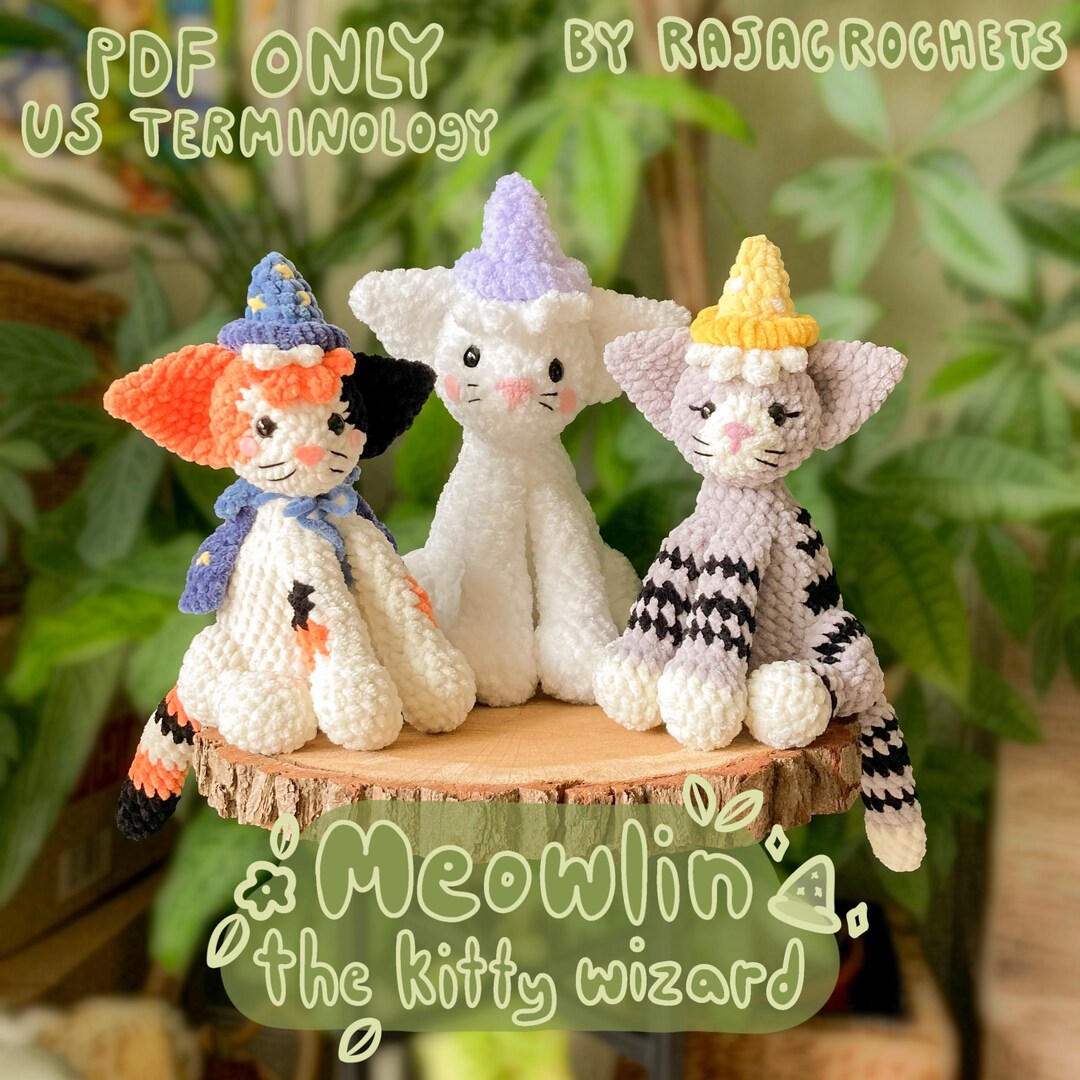 Meowlin the Kitty Wizard- 3 in 1 Pattern- Cat Crochet Pattern Amigurumi ...