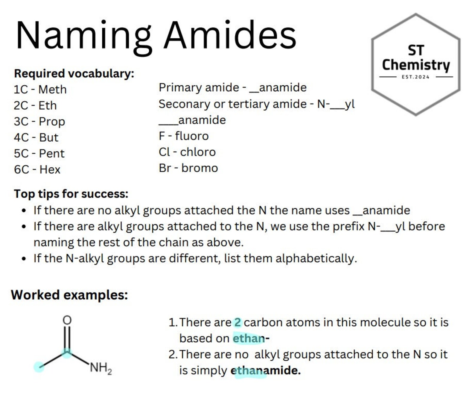 Amides Naming Organic Compound Q&A Set - Etsy