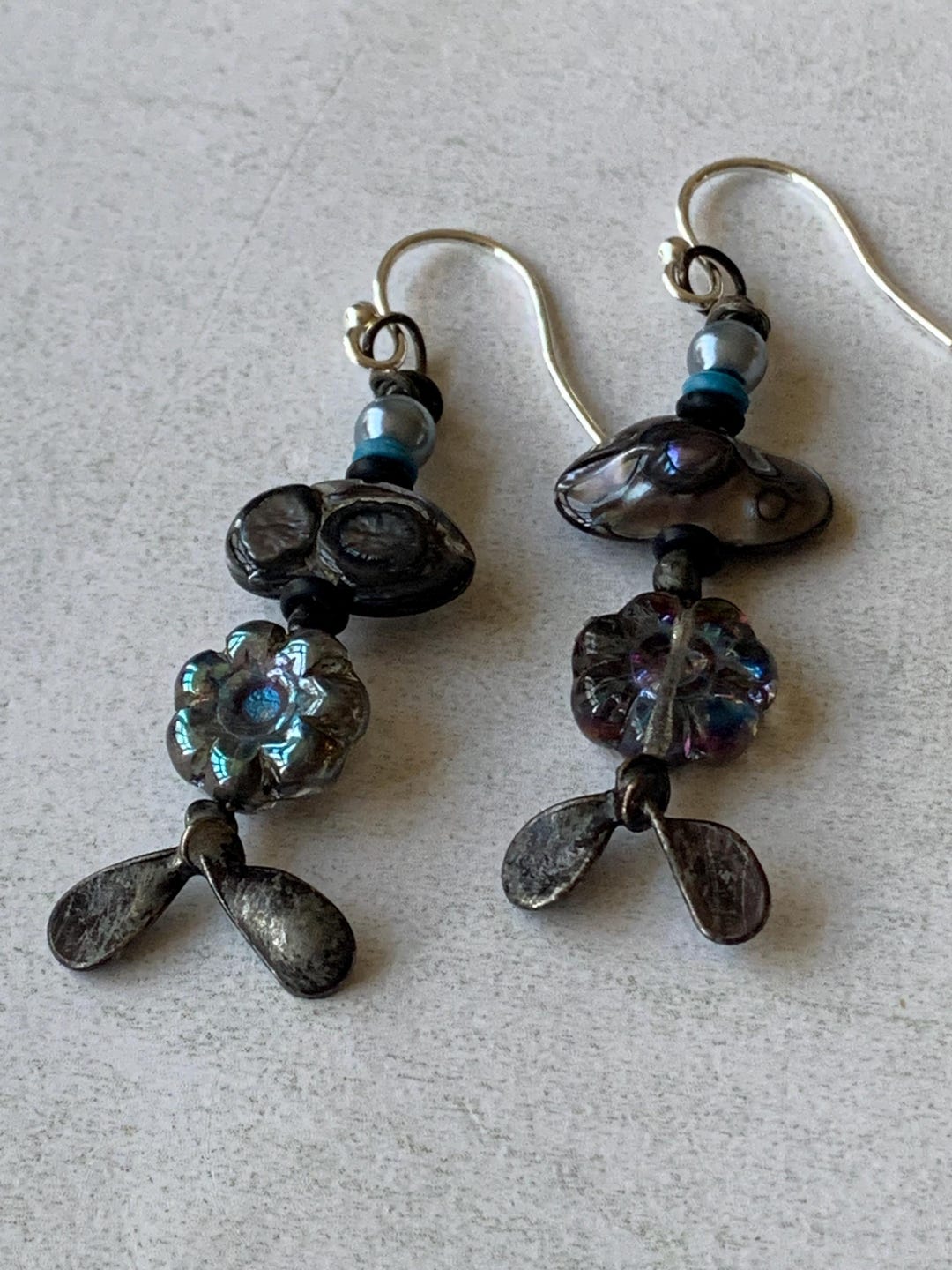 Peacock Blue Freshwater Pearl Propeller Earrings - Etsy