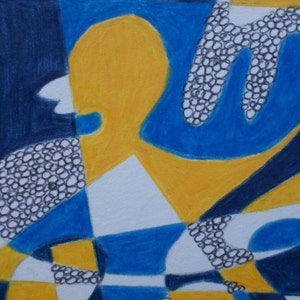 Original Abstract Drawing,pencil and Ink,blue Colorway. Abstract. Le ...