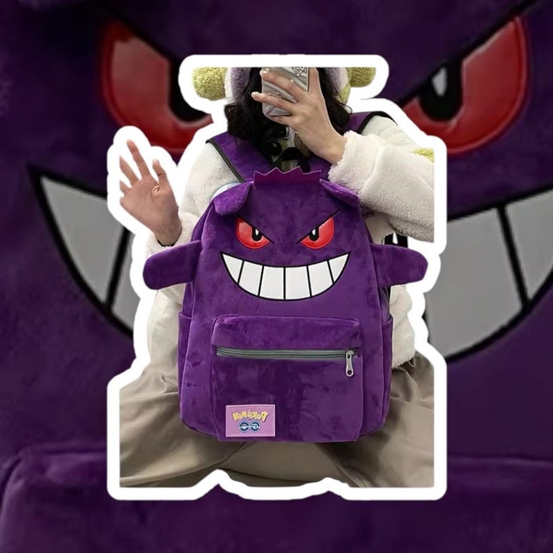 Custom 3D Anime Inspired Backpack Cool Black Purple Ghost Type Anime ...
