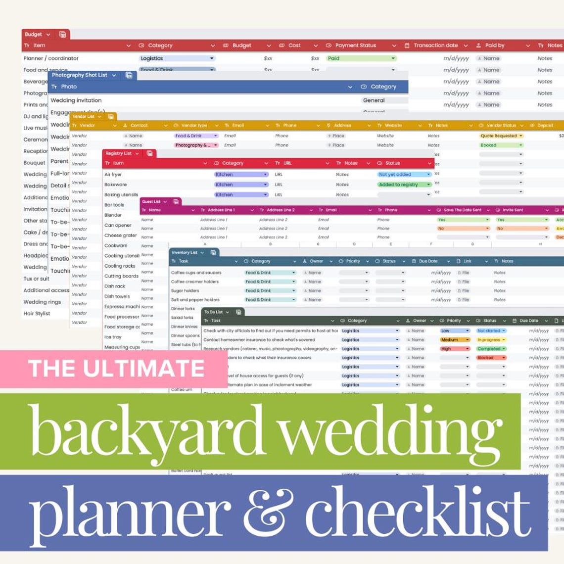 Backyard Wedding Checklist [template] - Etsy