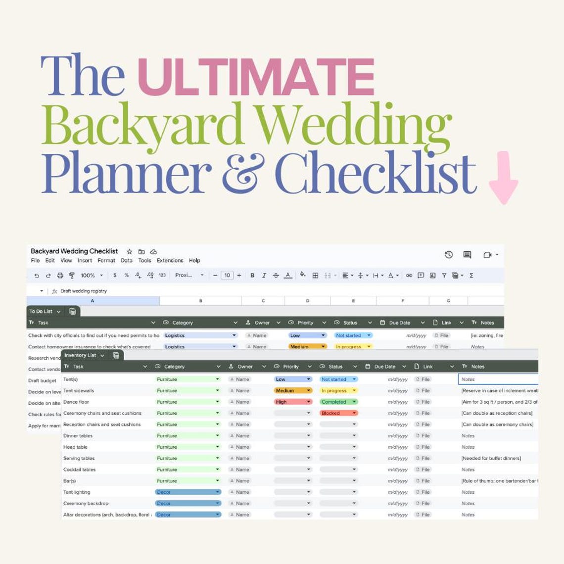 Backyard Wedding Checklist template - Etsy