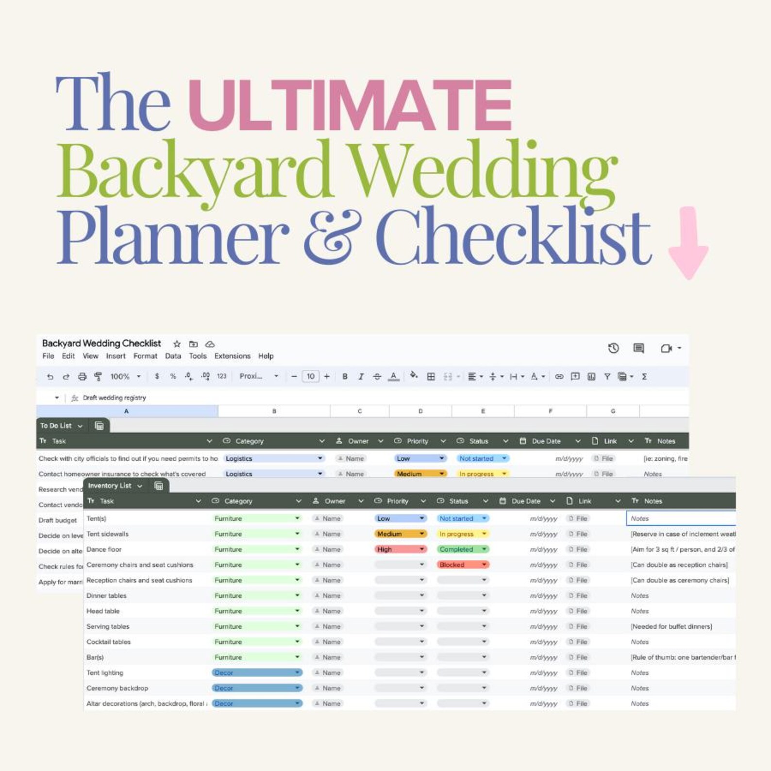 Backyard Wedding Checklist template - Etsy
