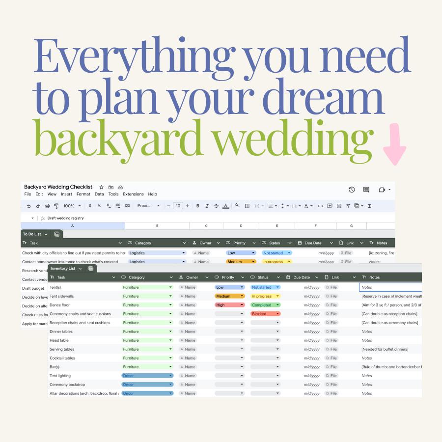 Backyard Wedding Checklist template - Etsy