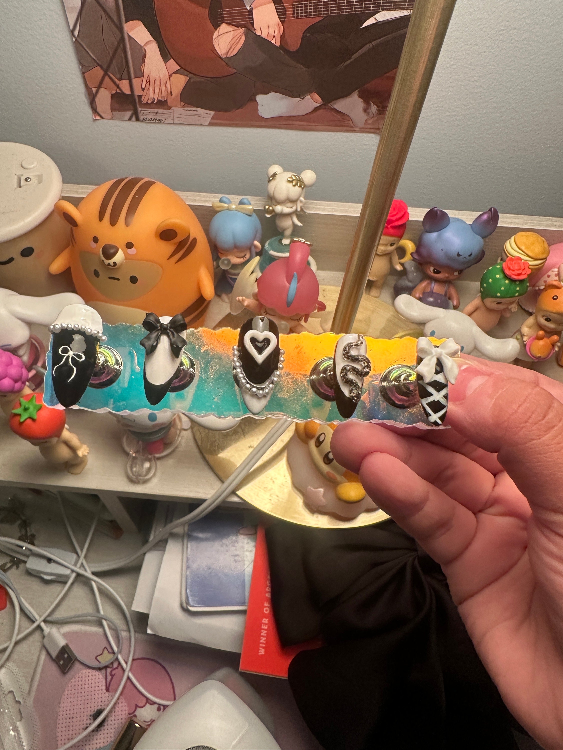 East Asian Fox Themed Red and White False Nail Gel Press on Nails - Etsy