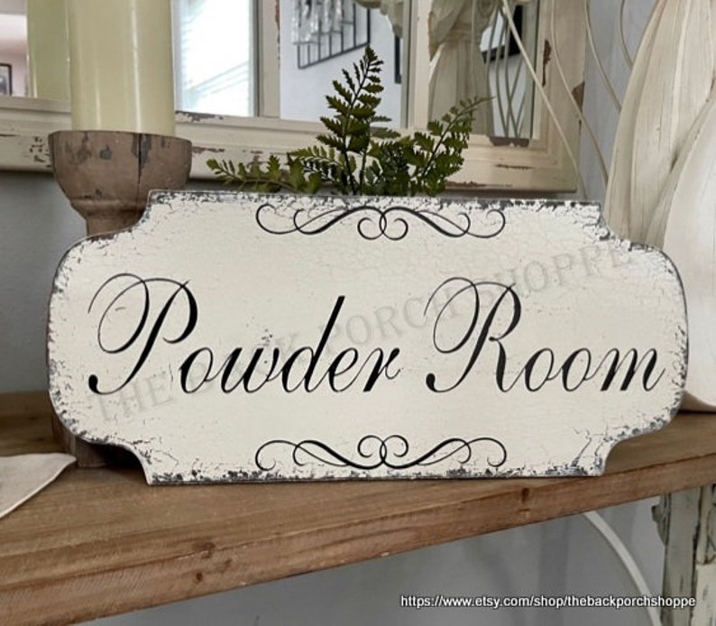 POWDER ROOM Bathroom Sign Restroom Sign 18 X 8 - Etsy
