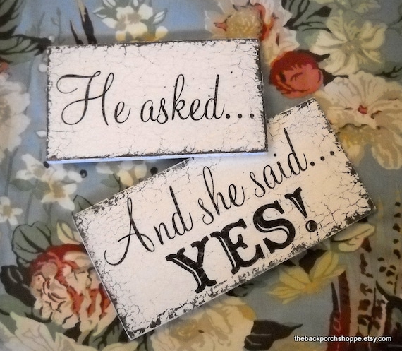 HE ASKED and She Said YES Save the Date Signs Engagement - Etsy