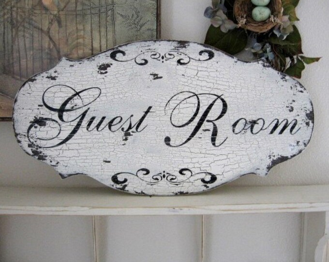 GUEST ROOM French Chic Shabby Cottage Vintage Style Chippy Signs 24 X ...