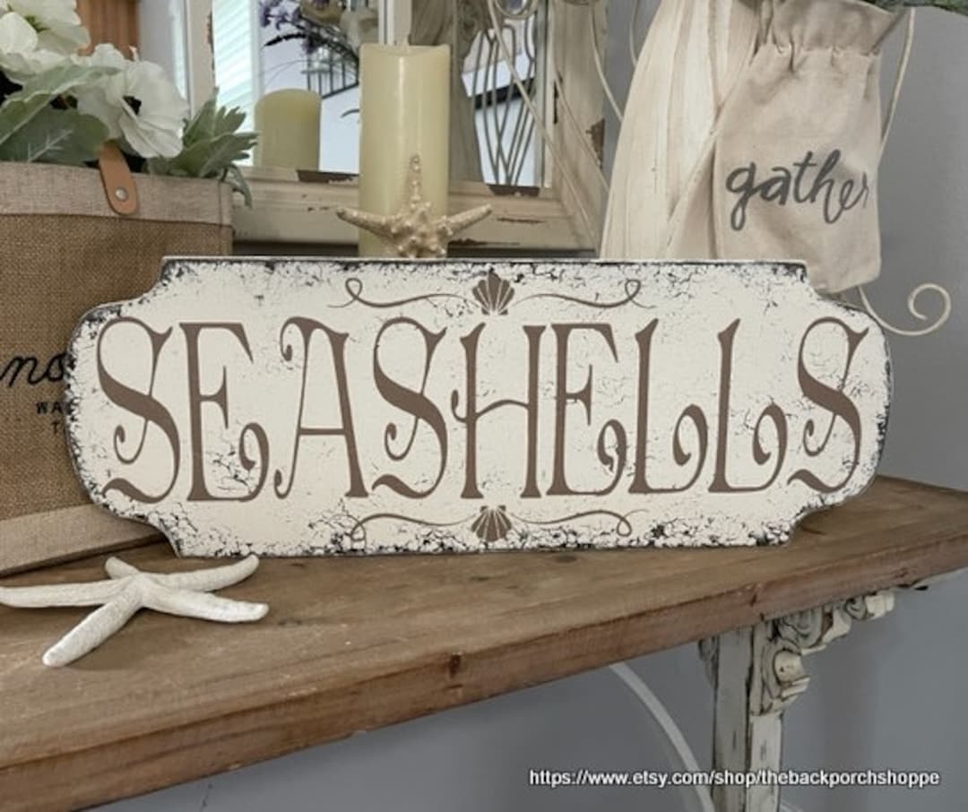 SEASHELLS, Coastal Signs, Beach Signs, 8 X 22 - Etsy