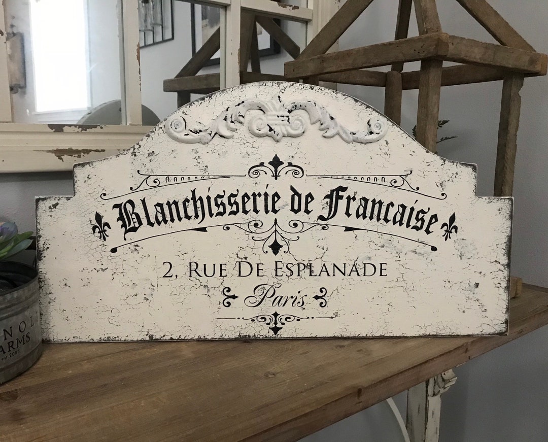 LAUNDRY, French Signs, Heavy Distressed, BLANCHISSERIE, French Laundry ...