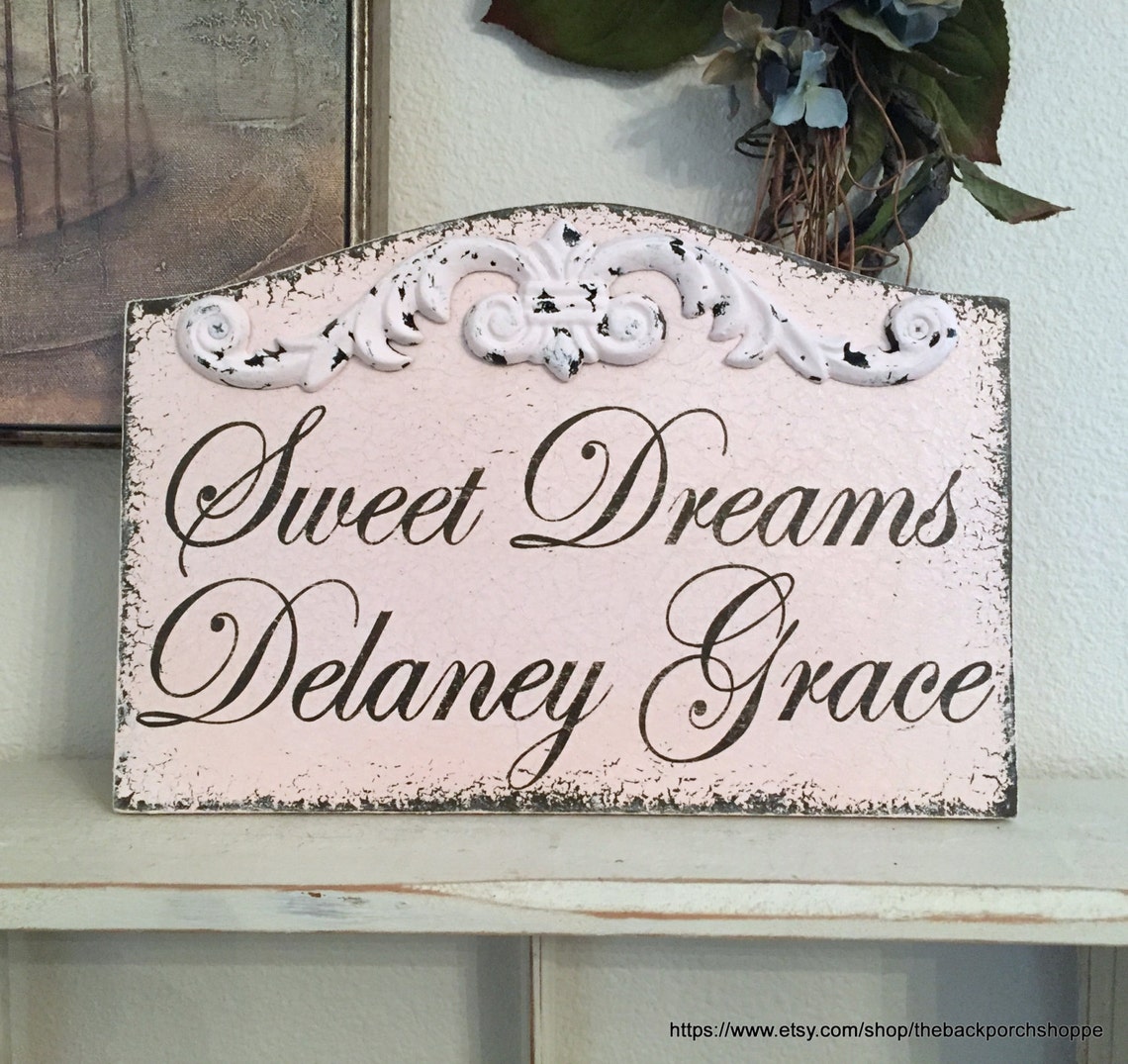 SWEET DREAMS, Sweet Dreams Sign, Custom Name Sign, Little Girl Signs ...