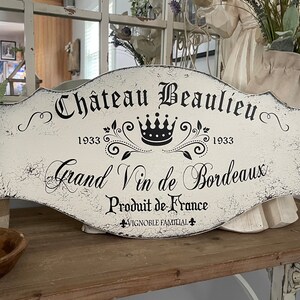 French Wine Sign, CHATEAU BEAULIEU, Bordeaux, French Signs, 27 X 14 - Etsy