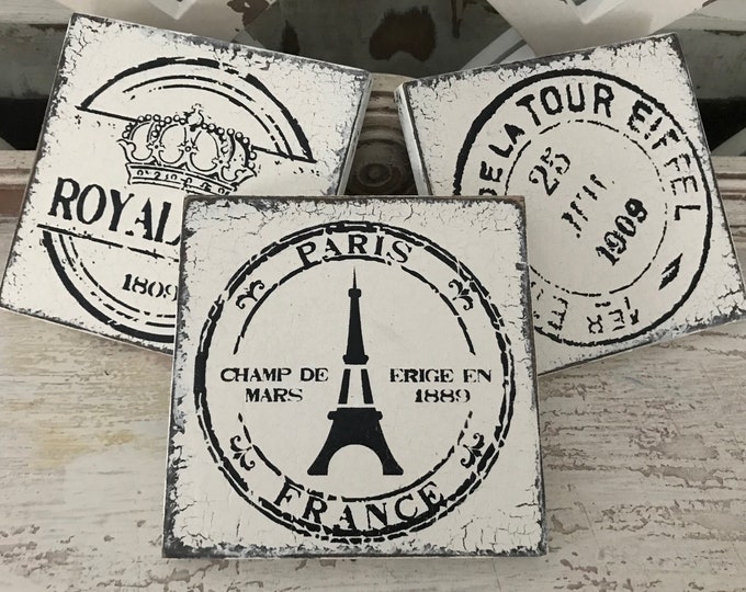 VINTAGE FRENCH POSTMARK Signs, Shower Favors, Bridesmaid Favors, Set of ...