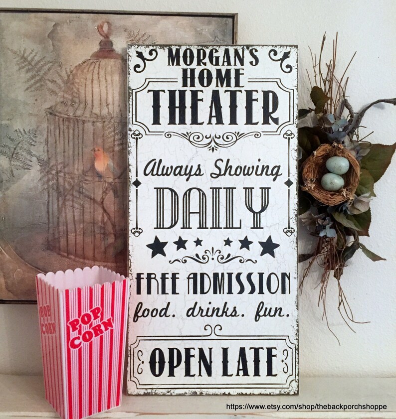 HOME THEATER SIGN Movie Night Sign Family Signs Family - Etsy