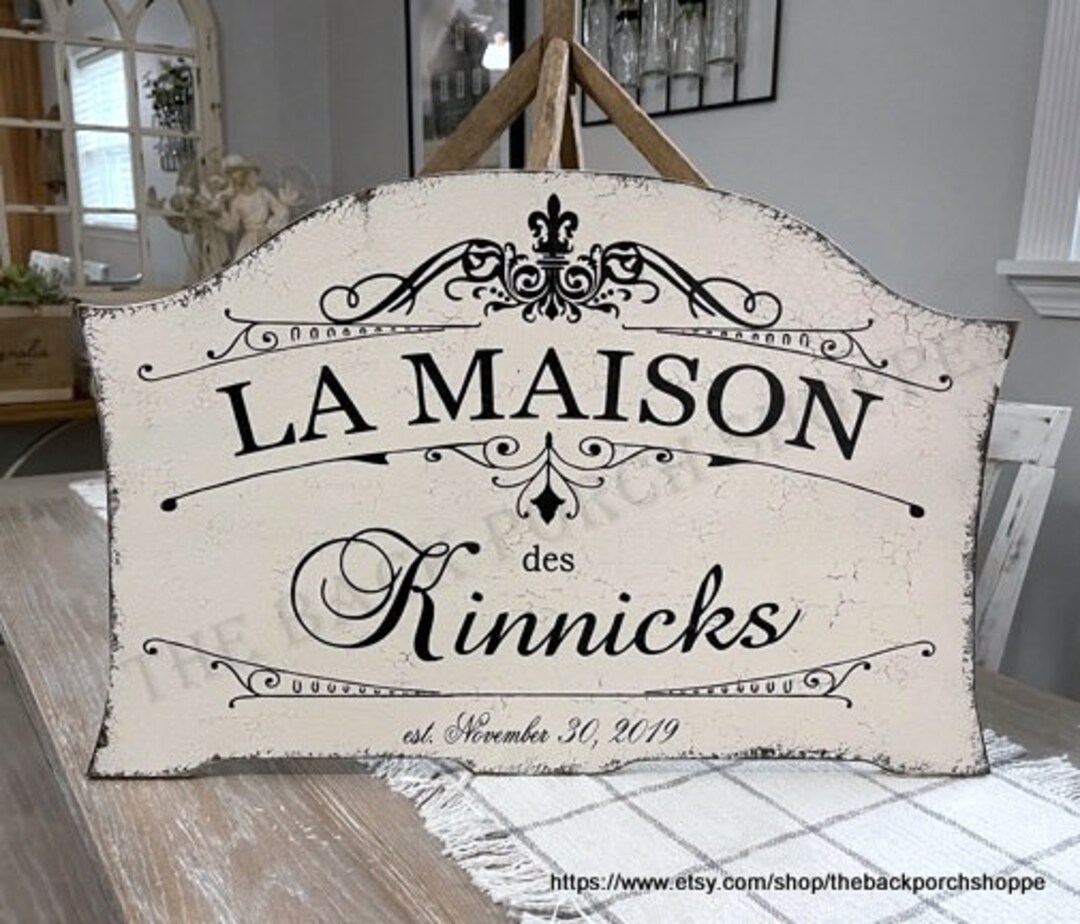 LA MAISON De NAME, Custom Family Name Sign, French Sign, 28 X 18 - Etsy