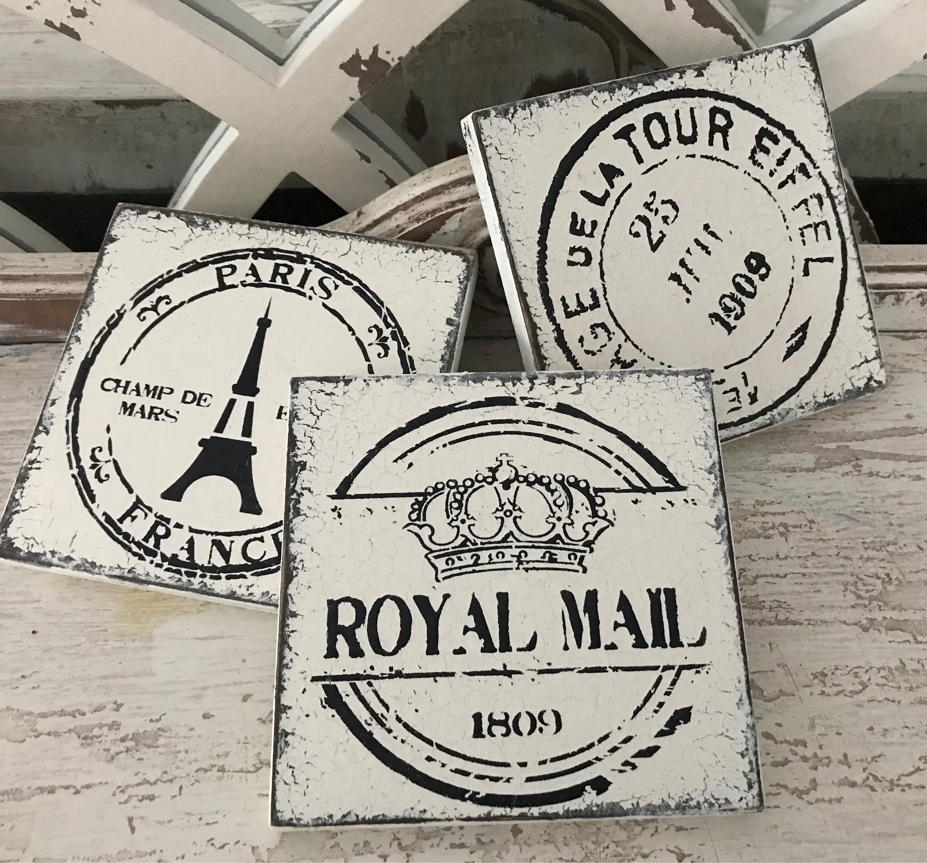 VINTAGE FRENCH POSTMARK Signs, Shower Favors, Bridesmaid Favors, Set of ...