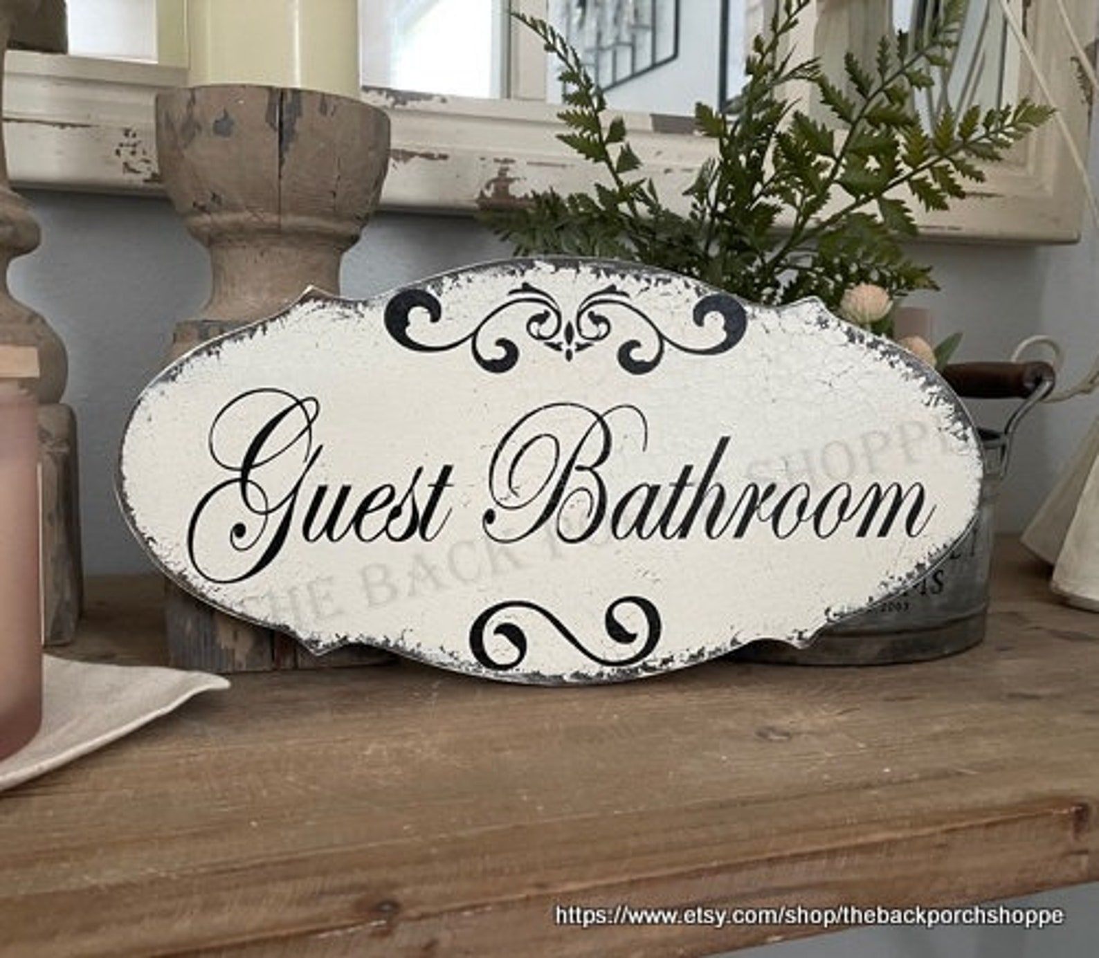 GUEST BATHROOM Bathroom Sign Vintage Style Signs 14 X 7 | Etsy