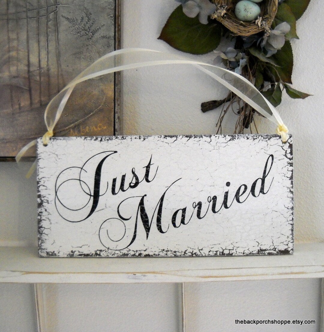 JUST MARRIED, Rustic Elegance Wedding Signs 7 X 15 - Etsy