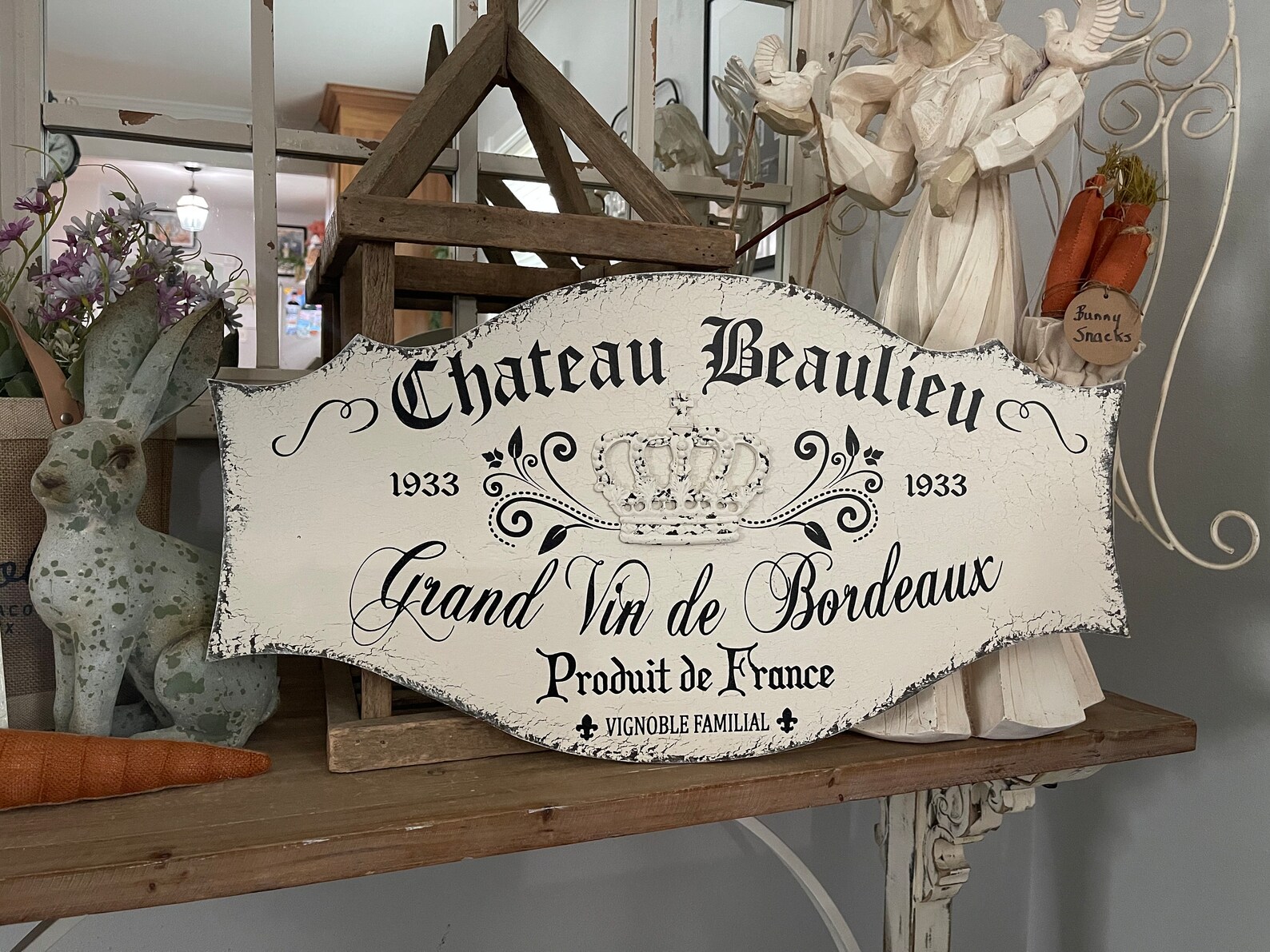 French Wine Sign, CHATEAU BEAULIEU, Raised Crown, Bordeaux, French ...