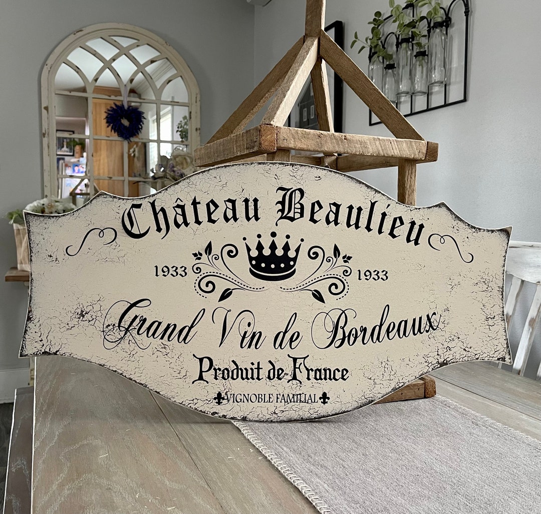 French Wine Sign, CHATEAU BEAULIEU, Bordeaux, French Signs, 27 X 14 - Etsy