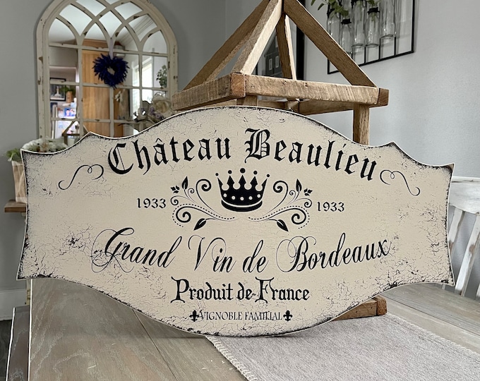French Wine Sign, CHATEAU BEAULIEU, Bordeaux, French Signs, 27 X 14 - Etsy
