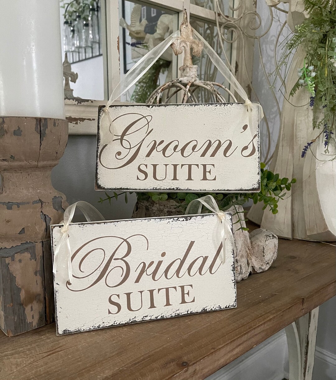 BRIDAL Suite and GROOM’S Suite, Wedding Signs, Hand Painted, 9 X 5 Set ...
