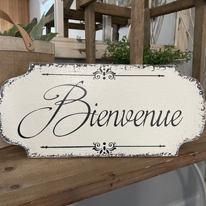 BIENVENUE, French Sign, Welcome Sign, Entrance Sign, Foyer Sign, 18 X 8 ...