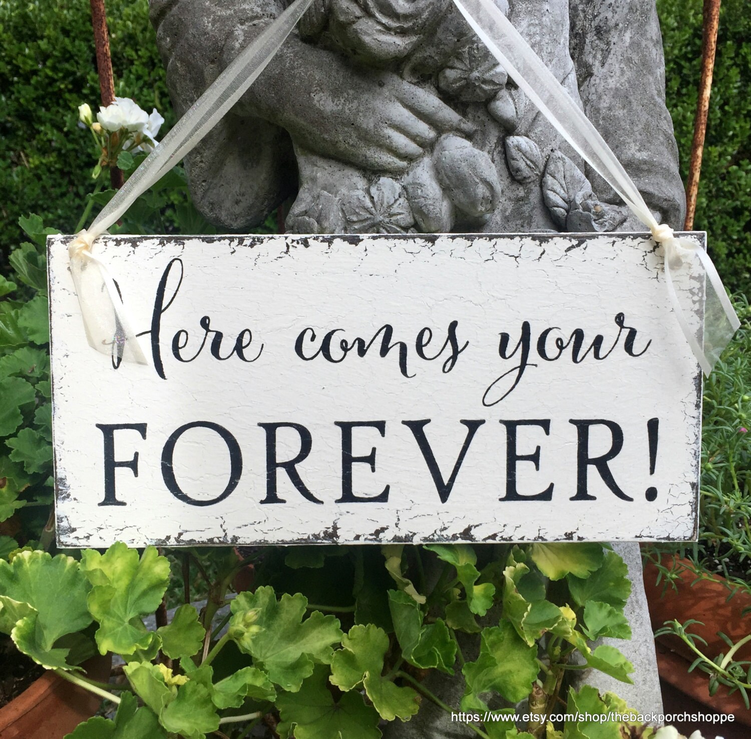 Wall Décor Here Comes Your Forever Wood Sign Wedding Decor Ring Bearer ...