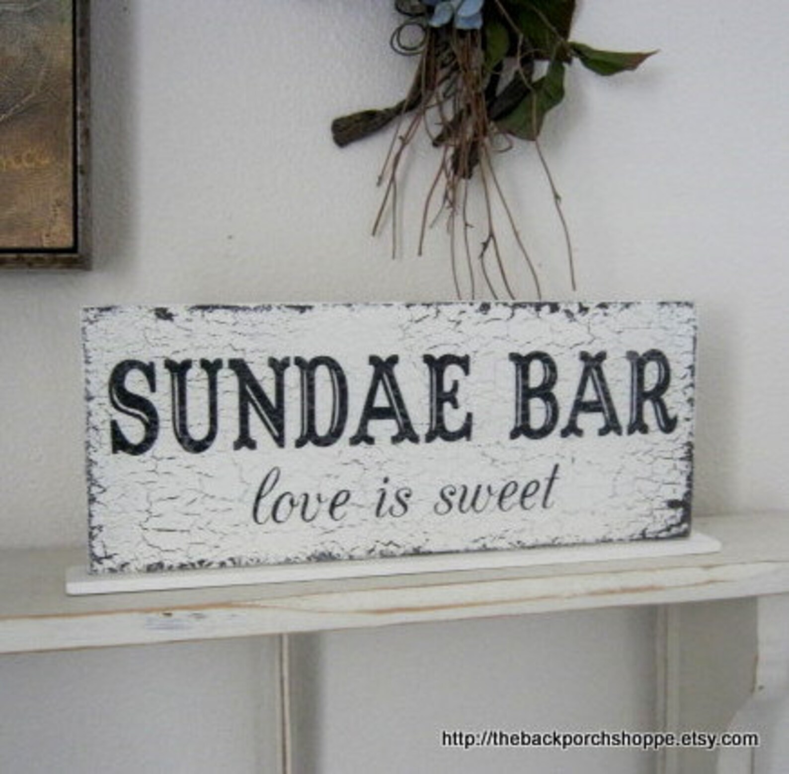 SUNDAE BAR Love is Sweet Self Standing Sign / Shabby Vintage - Etsy