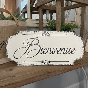 BIENVENUE, French Sign, Welcome Sign, Entrance Sign, Foyer Sign, 18 X 8 ...
